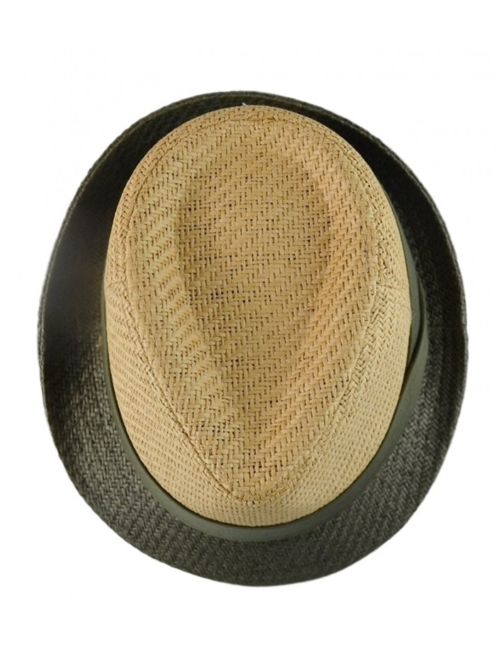 Mens Summer 2 Tone 100 Paper Straw Fedora Trilby Hat Sm Lxl Khakigreen Cc12d66b46p