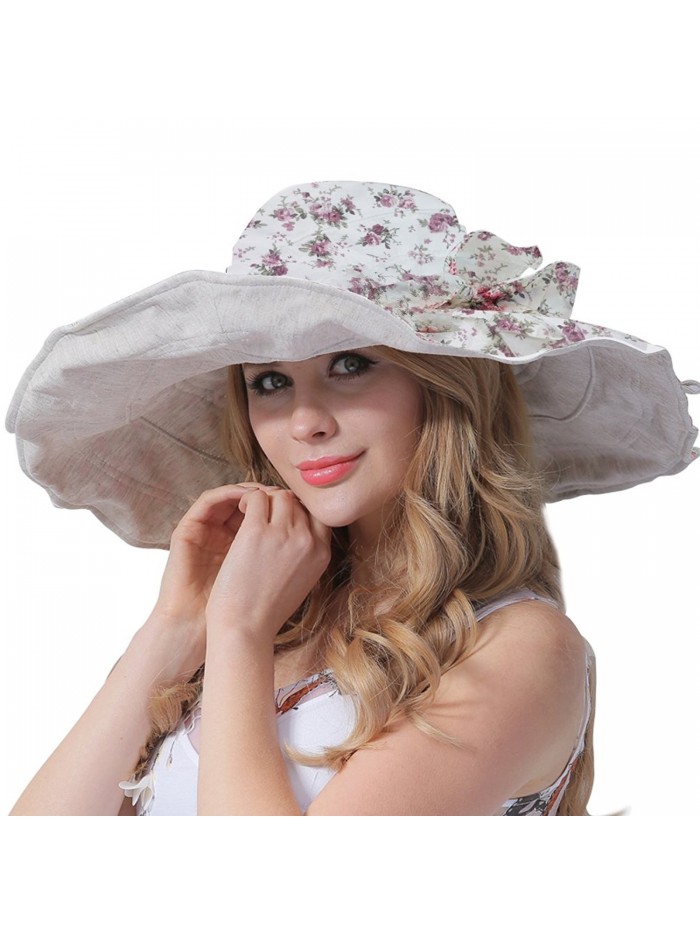 Womens Upf 50 Foldable Floppy Reversible Wide Brim Sun Beach Hat With
