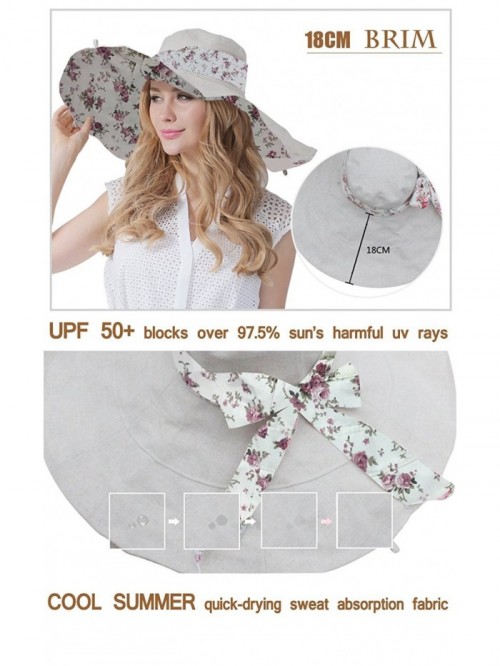 Womens Upf 50 Foldable Floppy Reversible Wide Brim Sun Beach Hat With